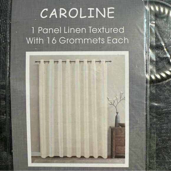 Accents | Caroline Charcoal 1 Panel Linen Textured With 16 Grommets ...
